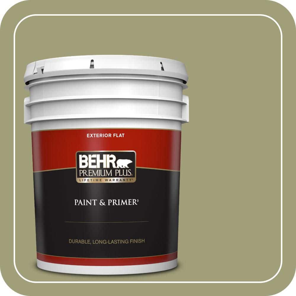 BEHR PREMIUM PLUS 5 gal. #MQ6-57 Bermuda Grass Flat Exterior Paint ...