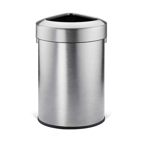 Home Zone Living 16 Gal. Triangular Stainless Steel Commercial Trash ...