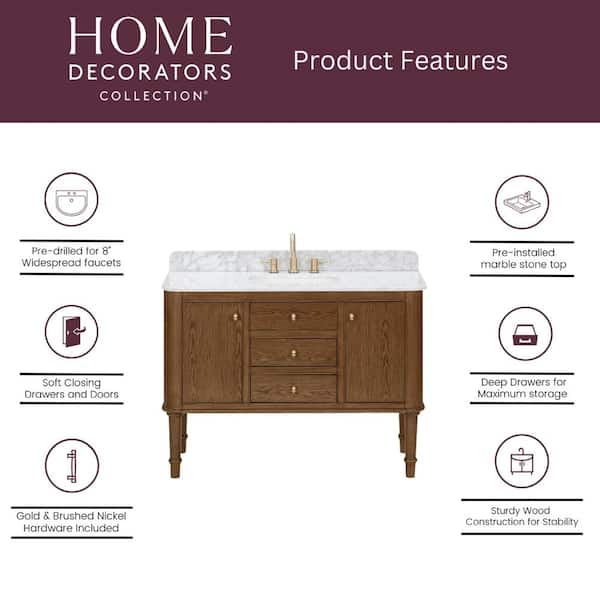 Home Decorators Collection Collette 48 in. Single Sink Cinnamon Oak ...