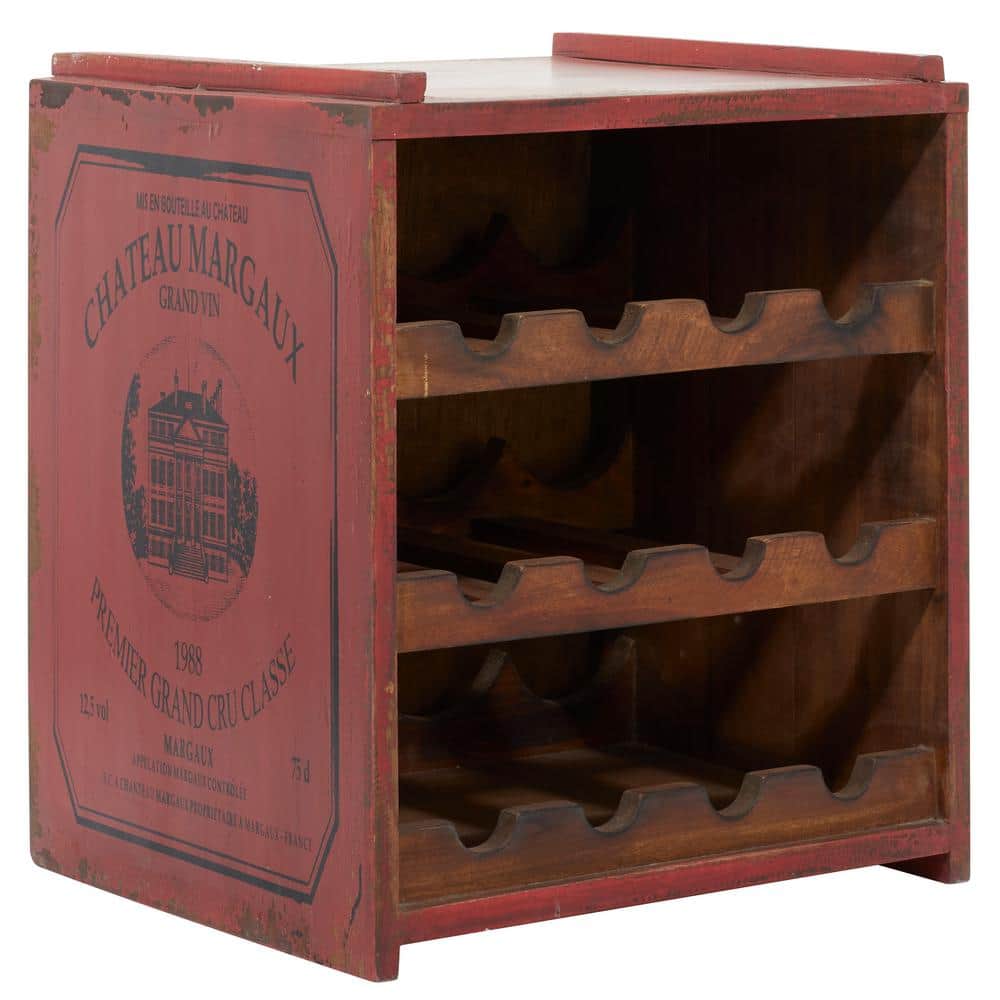 Litton Lane 12- Bottle Red Standing Wine Rack 36918 - The Home Depot