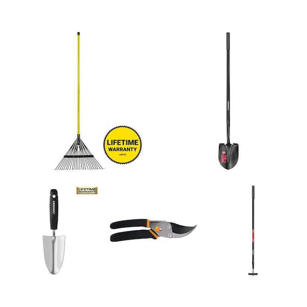 54 in. Leaf Rake, Digging Shovel (47 in. L), Garden Trowel (6.2 in ...