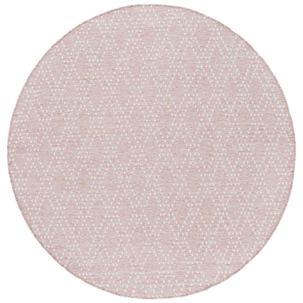 SAFAVIEH Sunset Rust/Gray 7 ft. x 7 ft. Geometric Diamond Round Indoor ...
