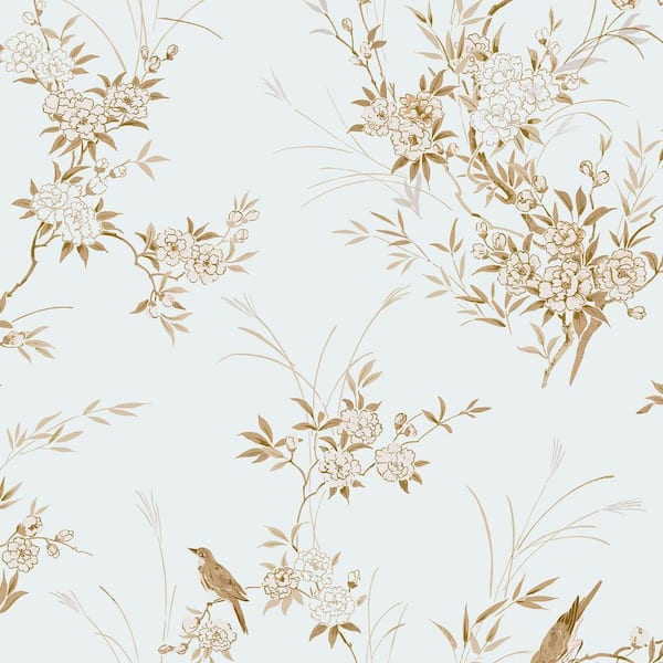Shabby Chic Bird Chinoiserie Gold Wallpaper 125121 - The Home Depot
