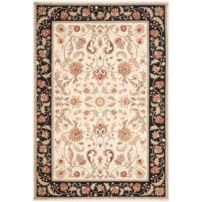 SAFAVIEH Easy Care Ivory/Black 8 ft. x 10 ft. Border Area Rug EZC753A-8