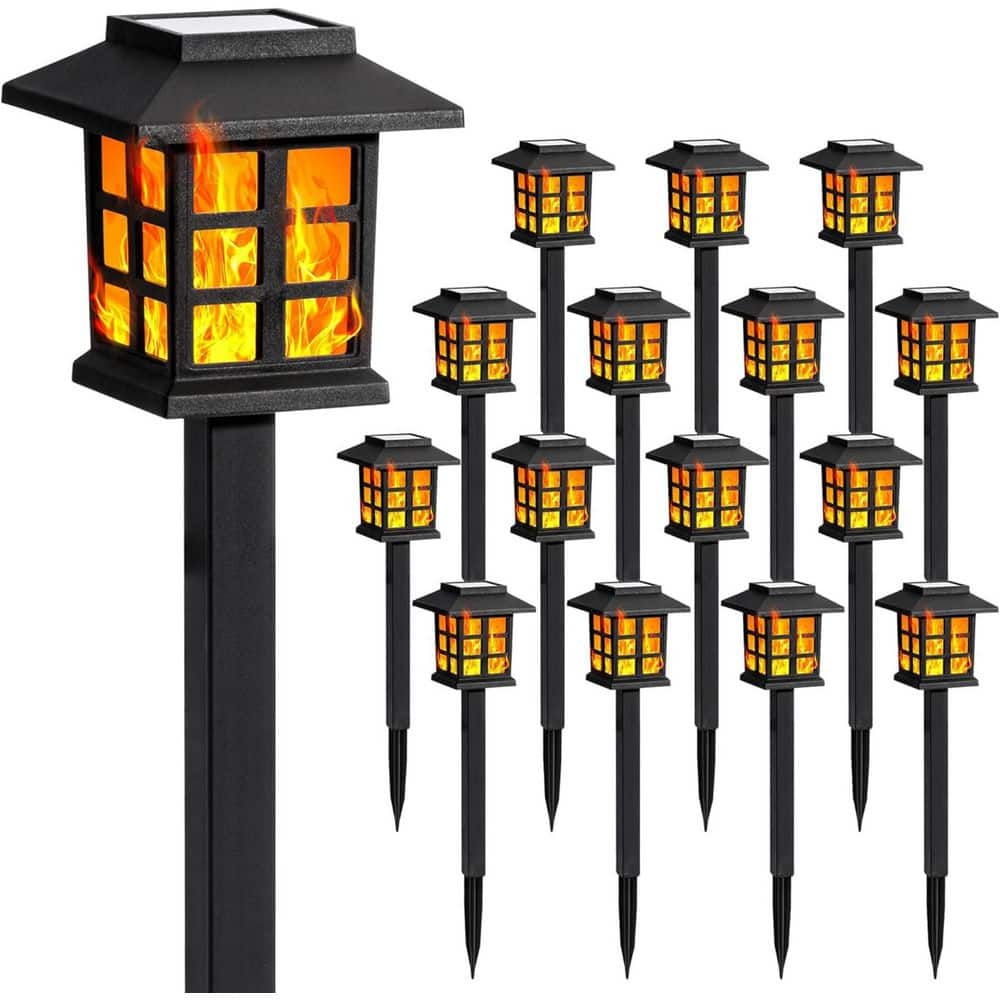 Cubilan 16-Pack Flickering Flame Solar Lights, Waterproof LED Outdoor ...