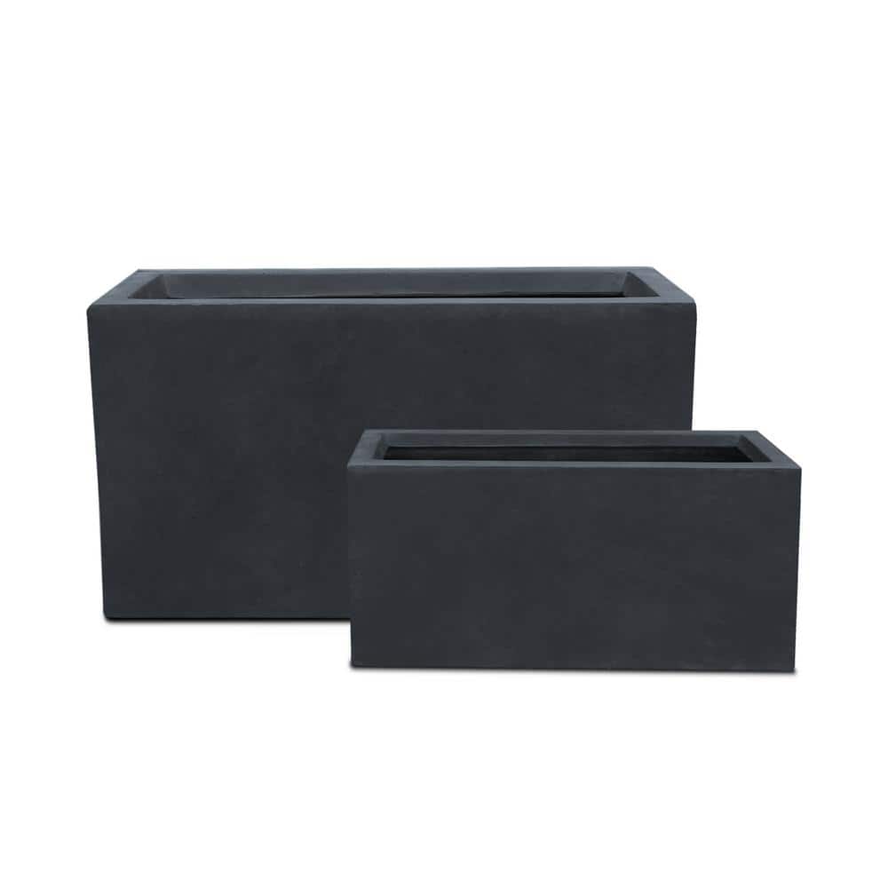 KANTE 31.4" & 23.6"L Rectangular Charcoal Finish Lightweight Concrete ...