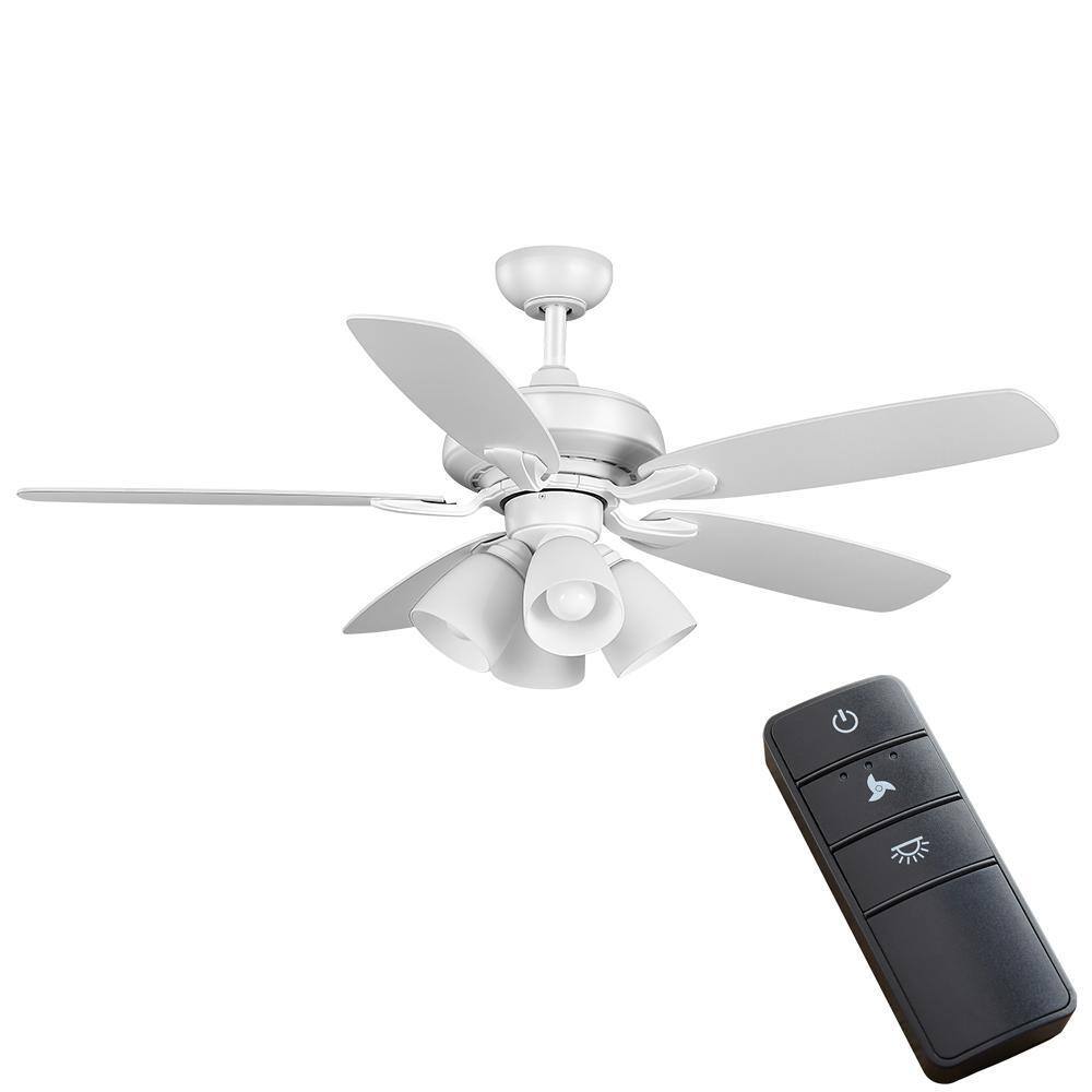 Hampton Bay Hollis 52 in. Indoor LED Matte White Dry Rated Ceiling Fan ...