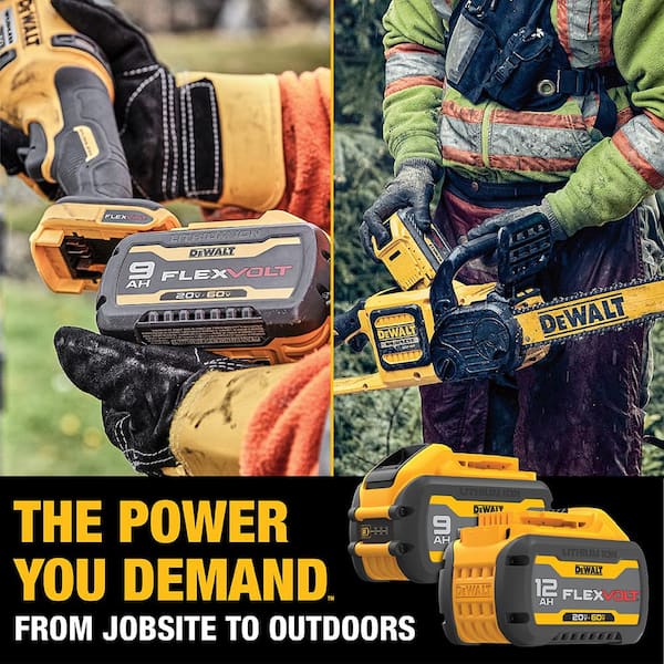DEWALT 60V MAX 16 in. Brushless Battery Powered Chainsaw Kit with 1 FLEXVOLT 2Ah Battery Charger Pole Saw DCCS670T1WS620B