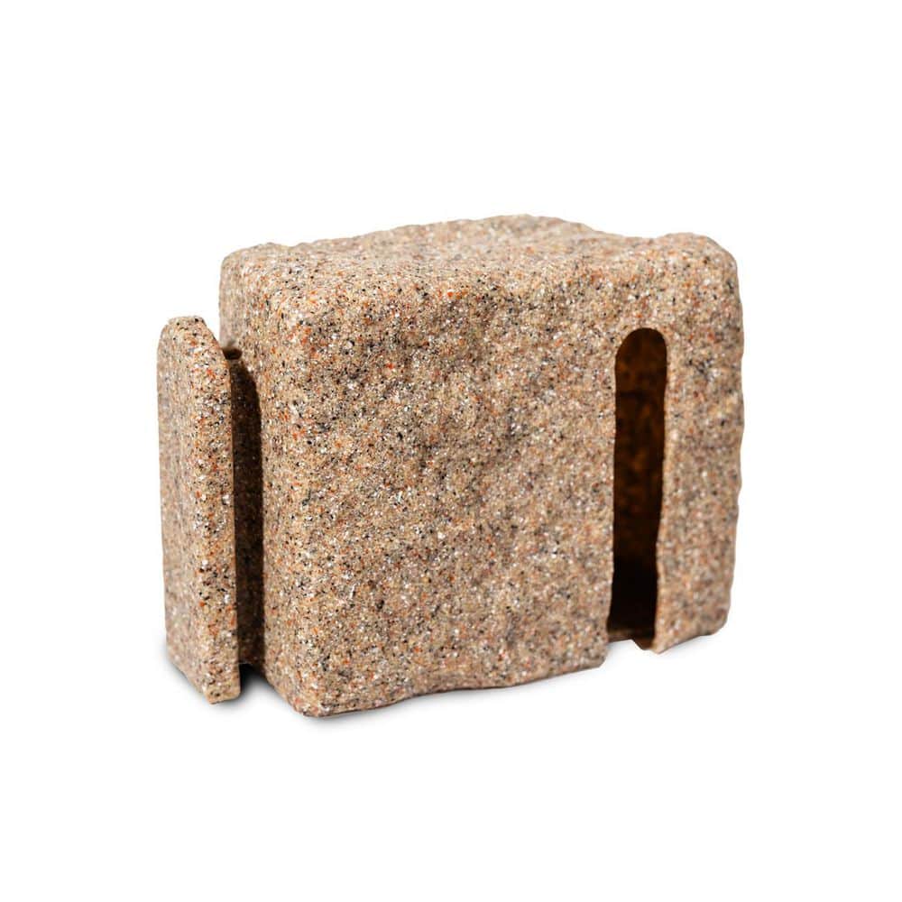 Beuta 7 in. x 6.5 in x 4 in SandStone (Left) Faux Stone Plastic Garden ...
