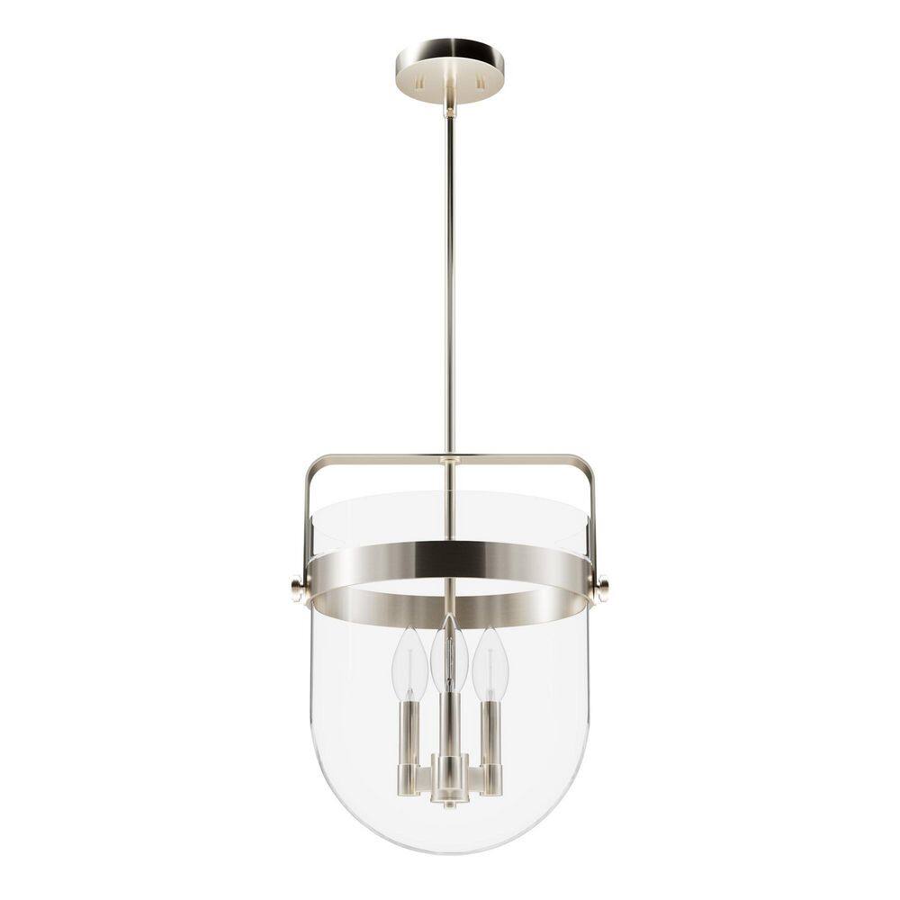 Hunter Karloff 3-Light Brushed Nickel Island Pendant Light with Clear ...
