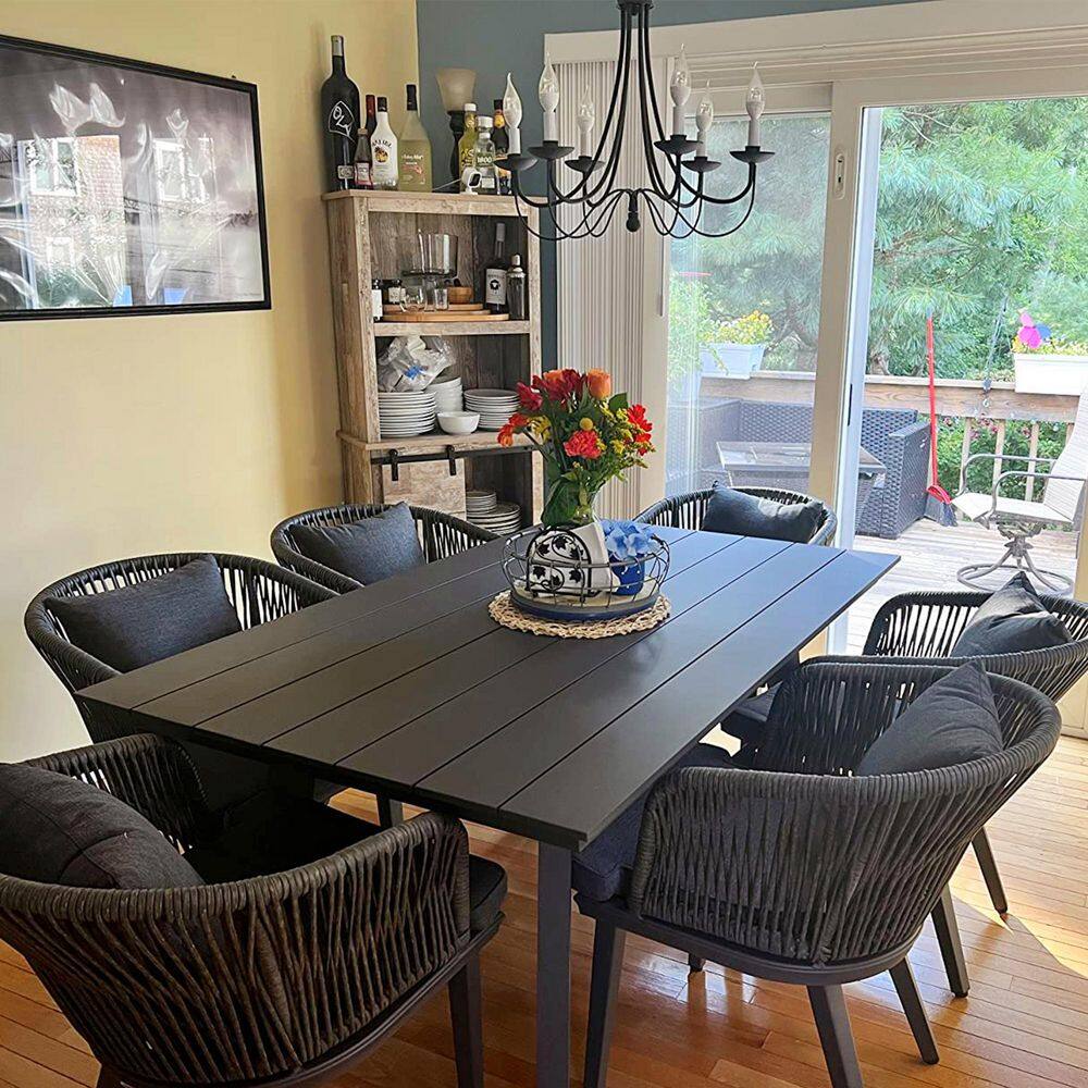 PURPLE LEAF 7-Piece All-Weather Wicker Outdoor Dining Set with Table ...