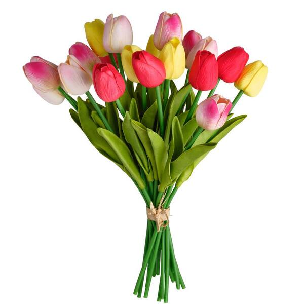 Mikasa 13 in. Multicolored Artificial Soft Touch Tulip Flower Bouquet ...