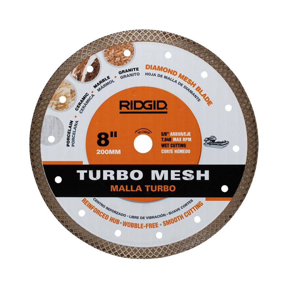 RIDGID 8 in. Continuous Mesh Rim Diamond Blade HD-CM80P - The Home Depot