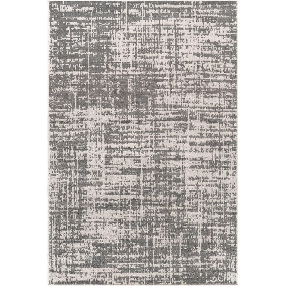 Beverly Rug Atlas Gray 9 ft. x 12 ft. Rubber Back Washable Modern ...