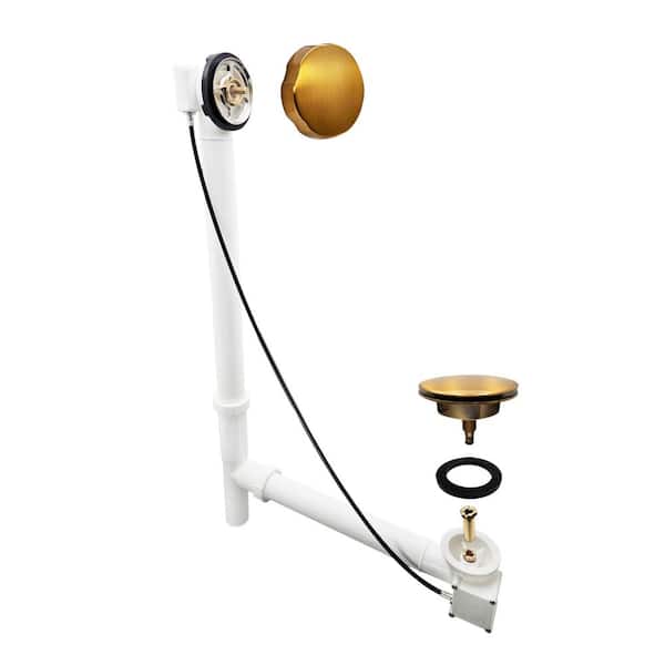 Westbrass 35 in. Cable Drive Bath Drain Assembly with Rotary Overflow ...