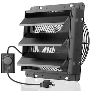 Angel Sar Black 10 in. Warehouse Shutter Exhaust Fan, 647 CFM Low Noise ...