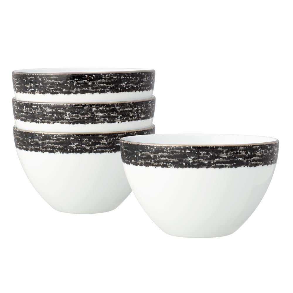 Noritake Black Rill 6 in., 29 fl. oz. (Black) Porcelain Cereal Bowls ...