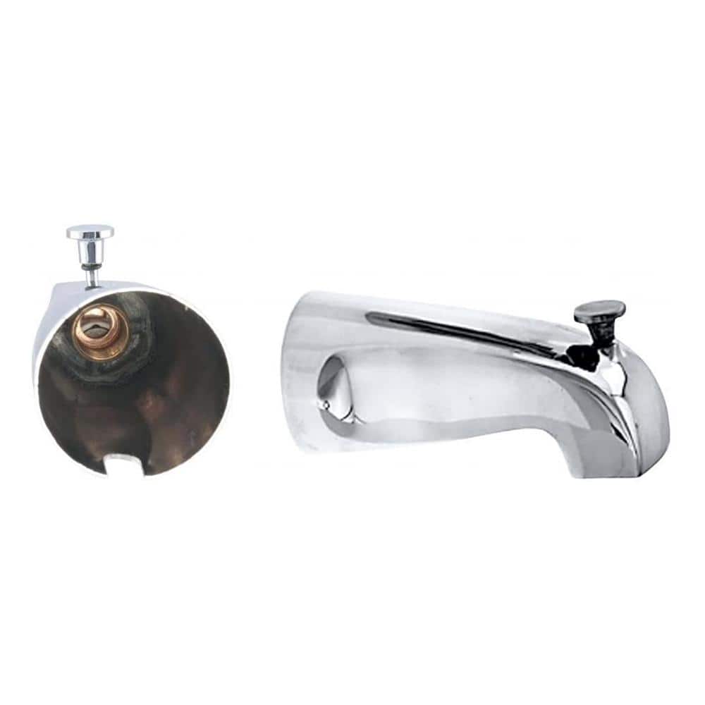 Westbrass 5-1/2 in. Reach Brass Wall Mount Tub Spout with Nose Diverter ...