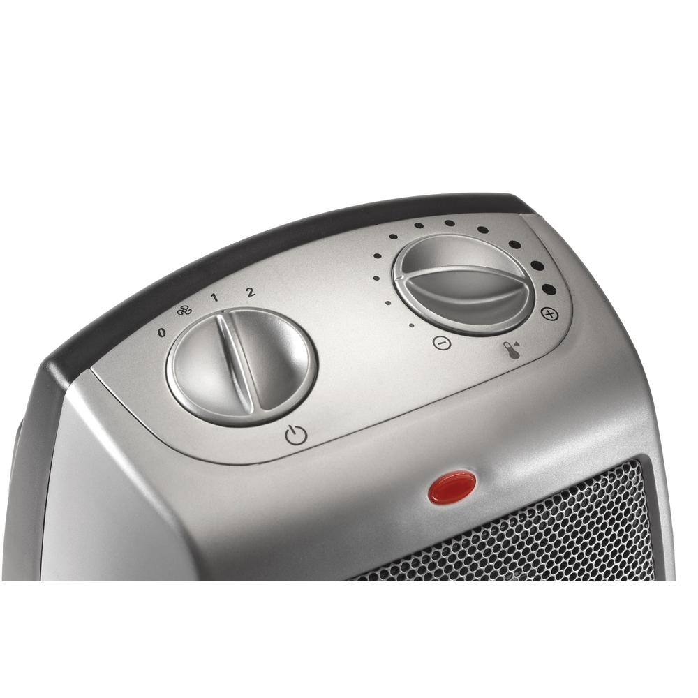 1500W 9.2 in. Gray Electric Tabletop Ceramic Space Heater with Adjustable Thermostat and ...