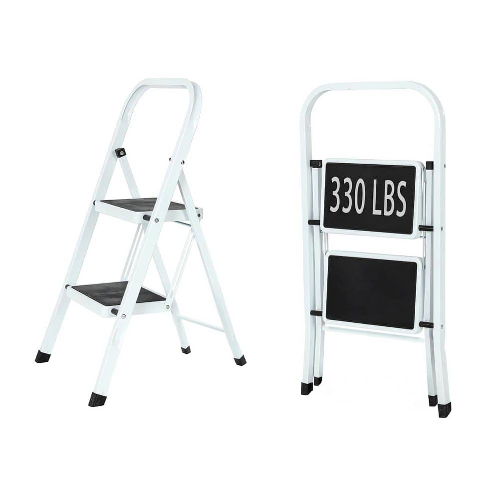 Tatayosi 2-Step Iron Folding Step Stool Ladder 330 lbs. Load Capacity ...