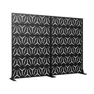 Dovelina 2-Piece 47 in. x 72 in. Brown Textured Metal Garden Screens ...