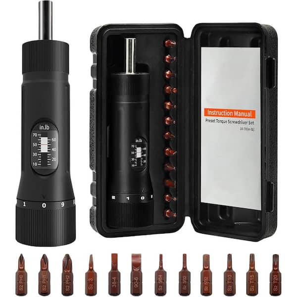 VEVOR 1/4 in. Drive Torque Screwdriver Set Wrench, 10-50 in. lbs ...