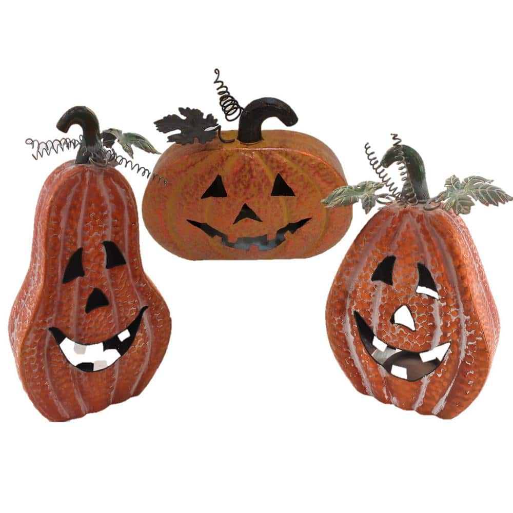 Zaer Ltd. 17.5 in. Tall Metal Jack-O-Lantern Halloween Yard Decoration ...