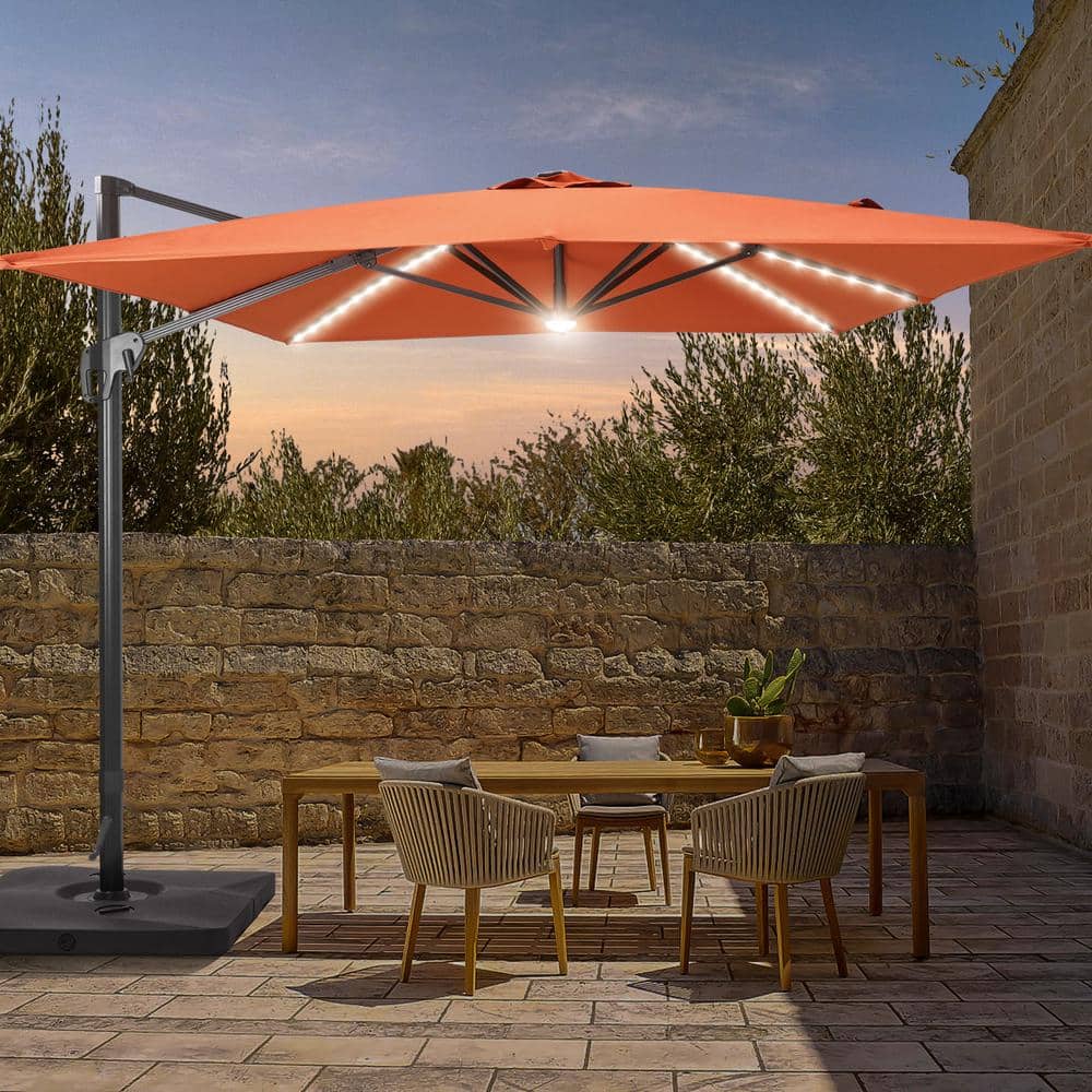 JOYESERY 11.5 ft. x 9 ft. Outdoor Rectangular Cantilever LED Patio ...