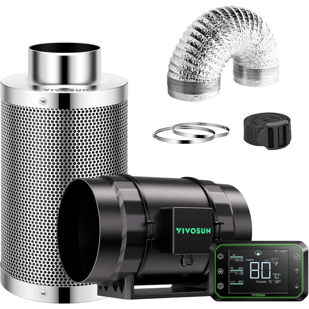 VIVOSUN AeroZesh S8 8 in. Inline Duct Fan with GrowHub E42A Controller ...