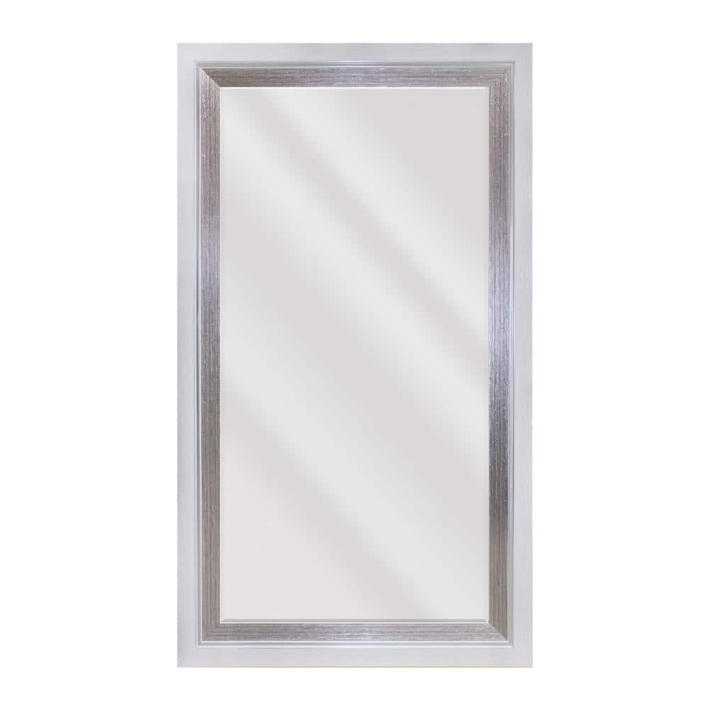 Large Rectangle Whitewood Beveled Glass Contemporary Mirror (54.5 in. H ...