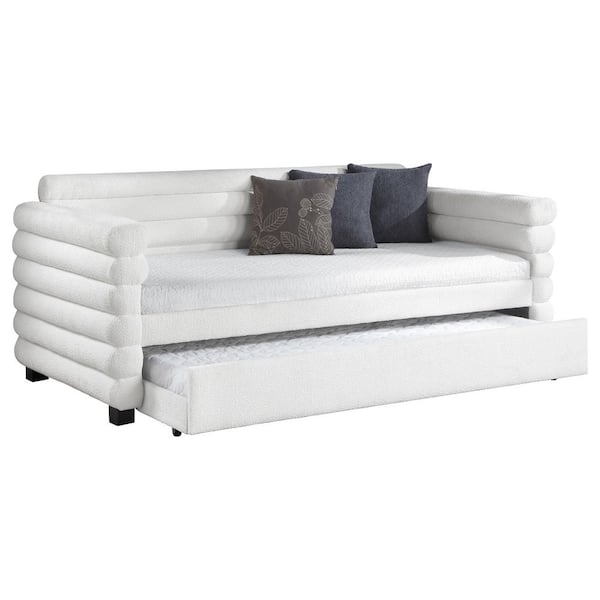 Coaster Patricia White Twin Daybed with Trundle and Upholstered 300716 ...