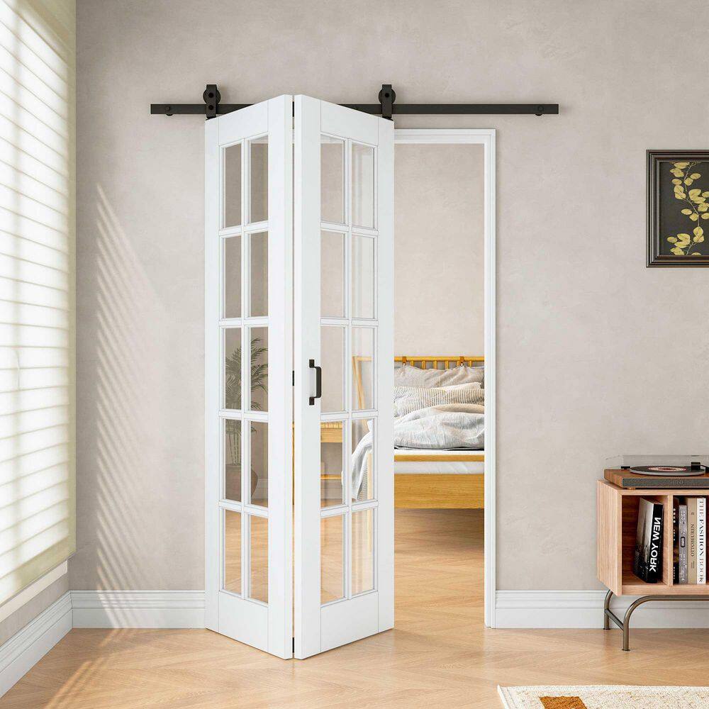 ARK DESIGN 48 in. x 80 in. 10-Lite Tempered Clear Glass White Primed ...