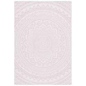 SAFAVIEH Courtyard Ivory/Soft Pink 8 ft. x 10 ft. Geometric Diamond ...
