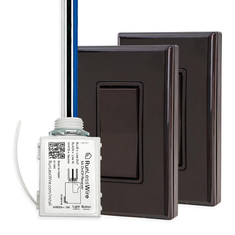 RunLessWire 3-Way Battery-Free Wireless Light Switch Kit, 2-Remote ...