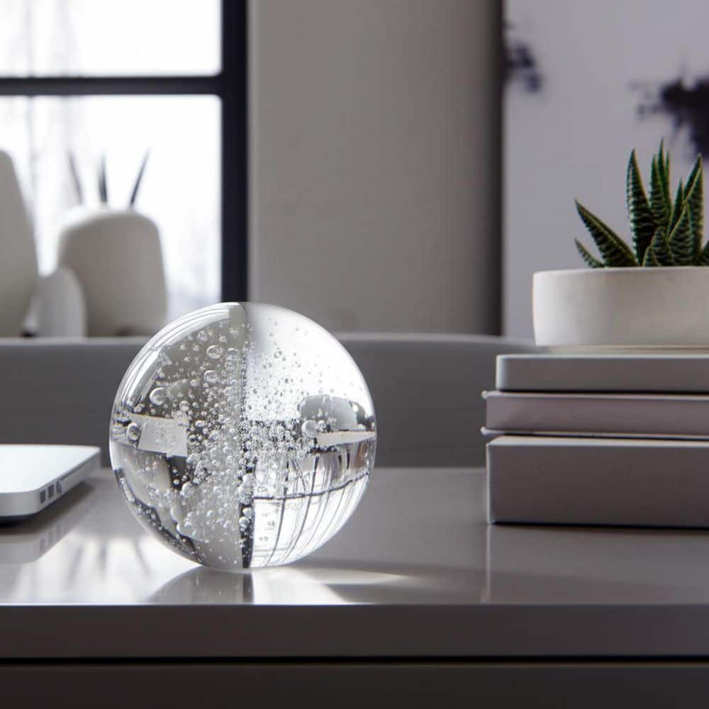 Liv & Skye 5 in. x 5 in. Clear Round Glass Bubble Abstract Decorative ...