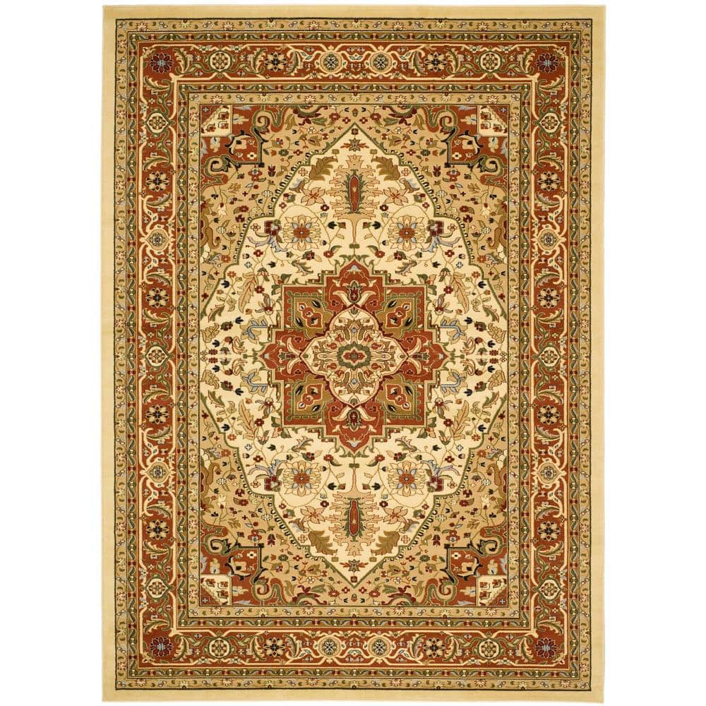 SAFAVIEH Lyndhurst Ivory/Rust 8 ft. x 10 ft. Border Area Rug LNH330R ...