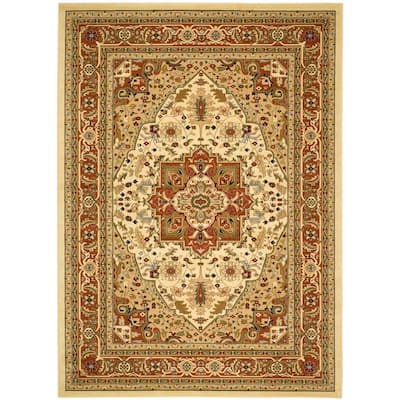 SAFAVIEH Lyndhurst Ivory/Rust 9 ft. x 12 ft. Floral Border Medallion ...