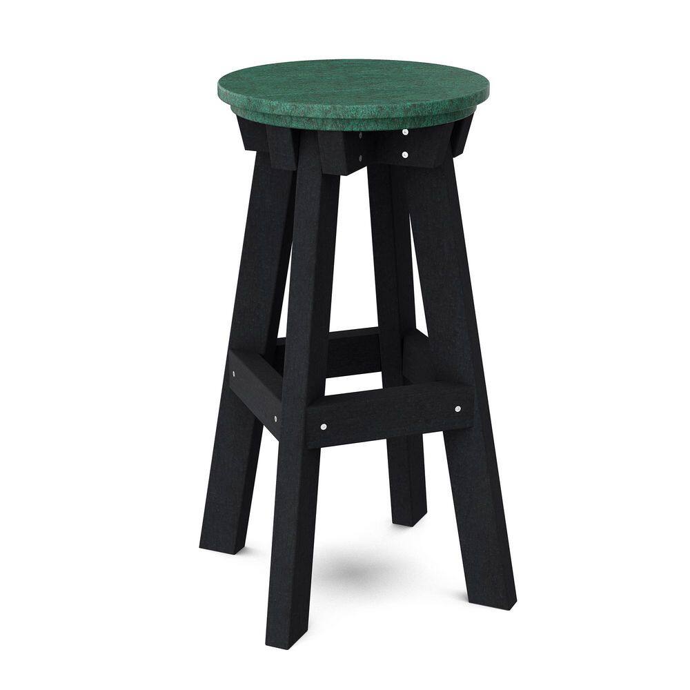 Wildridge Heritage Turf Green and Black HDPE Plastic Outdoor Bar Stool ...