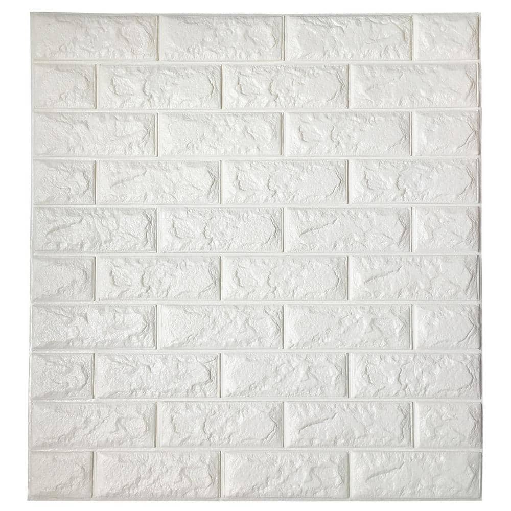 Ejoy 3DBrick White Vinyl Decorative Wall Panel 3DBrick_White_10pc