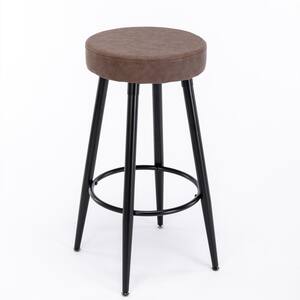 Lavish Home 29.5 in. Dark Walnut Modern Wooden Backless Bar Stools with ...