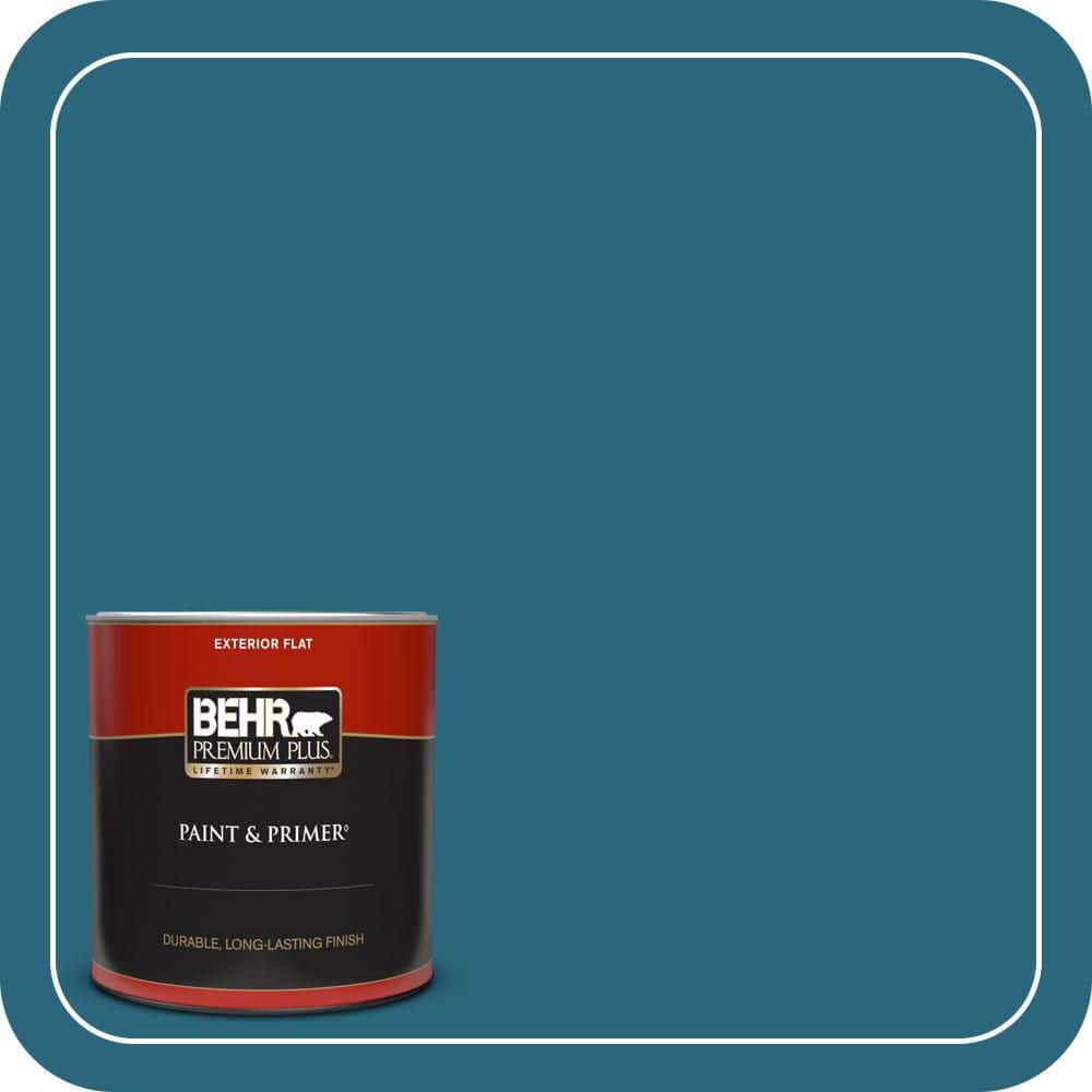 BEHR PREMIUM PLUS 1 qt. #M480-7 Ice Cave Flat Exterior Paint & Primer ...