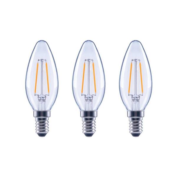 EcoSmart 25 Watt Equivalent B11 Dimmable E12 Candelabra ENERGY STAR Clear Glass LED Vintage Edison Light Bulb Daylight 3 Pack FG 04066