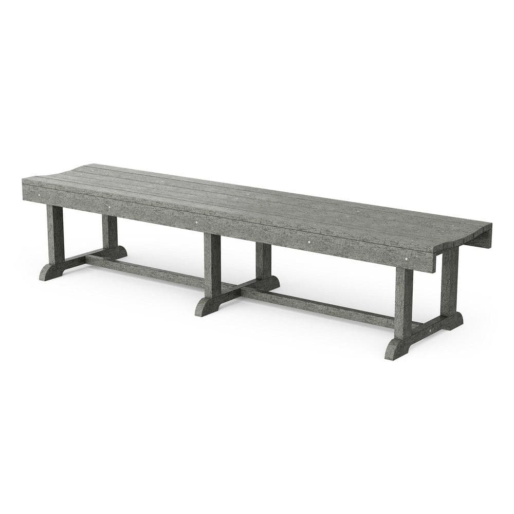 Wildridge Heritage 68 in. Dark Gray HDPE Plastic Outdoor Patio Backless Bench LCC-174-68-DG ...