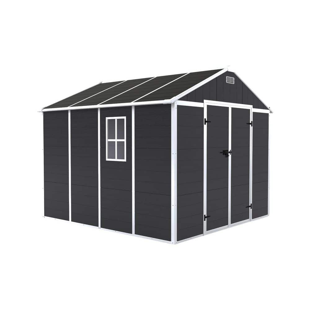 Cesicia 8 ft. W x 8 ft. D Dark Gray Resin Waterproof Storage Shed with ...