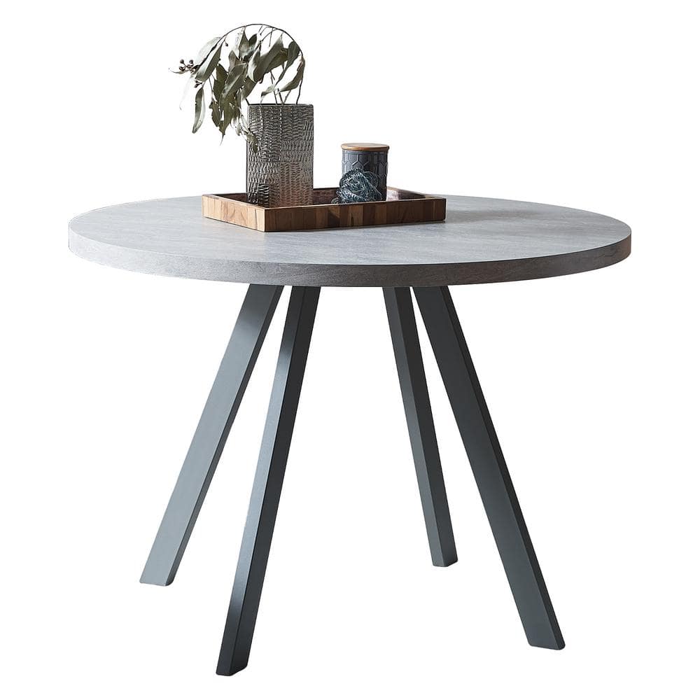 GOJANE 35.4 in. Gray Round Dining Table Modern MDF Table Top Saving ...