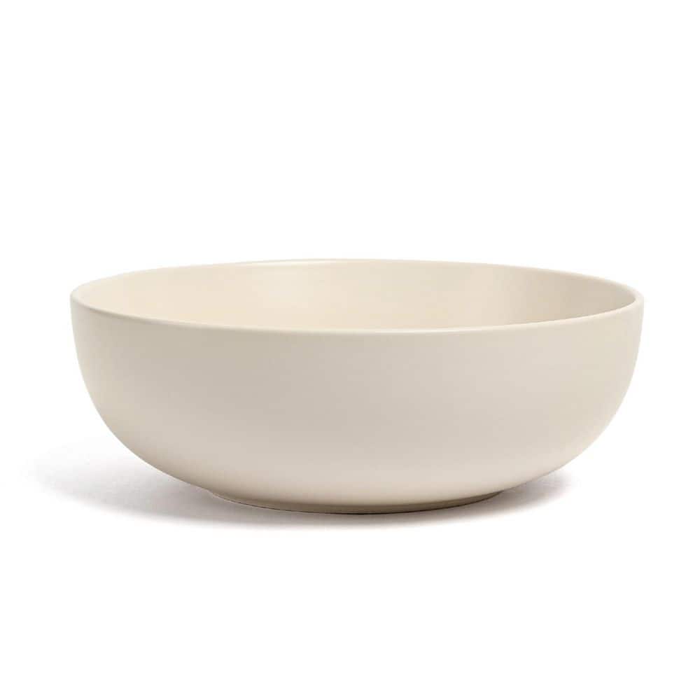 Over and Back Coupe 10.3 in. 102.4 fl. oz. Semi-Matte Ivory Hand-Finished Stoneware Low Serving ...
