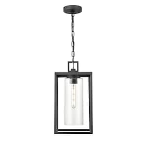 Generation Lighting Saybrook 16.75 in. 1-Light Textured Black Dimmable Outdoor Pendant Light ...