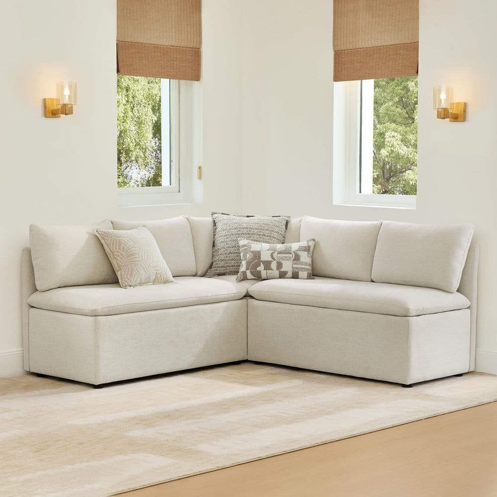 Spruce & Spring Ellis 5-Piece Linen Fabric L Shaped Dining Chair with ...