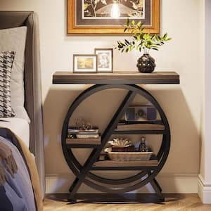 BYBLIGHT Kerlin 26 in. Light Brown+White Rectangle MDF End Table Set of ...