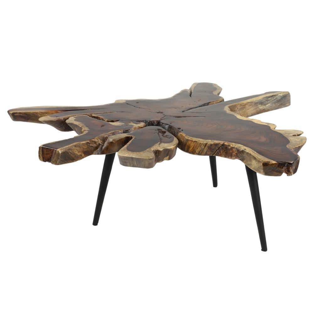 Litton Lane 47 in. Brown Irregular Metal Contemporary Coffee Table ...